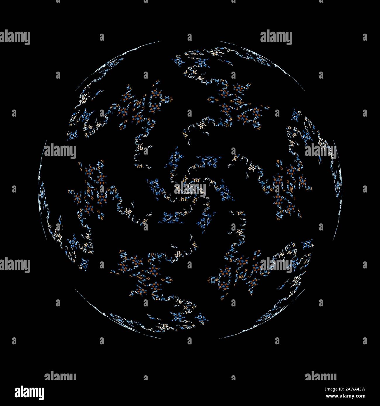 Multicolored circular fractal effect, computer generated abstract ...