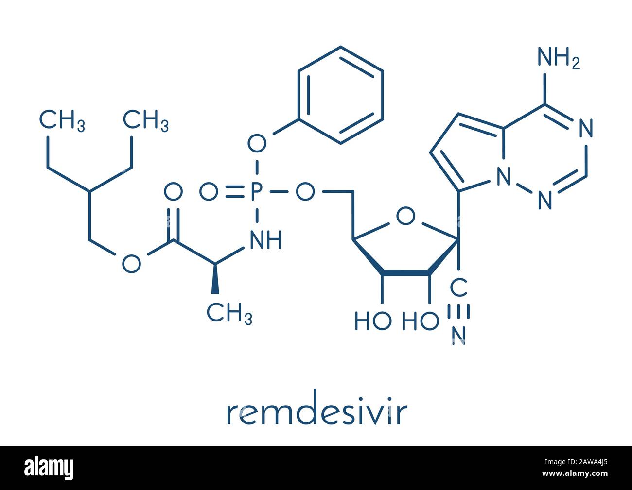 Remdesivir antiviral drug molecule. Skeletal formula Stock Vector Image ...