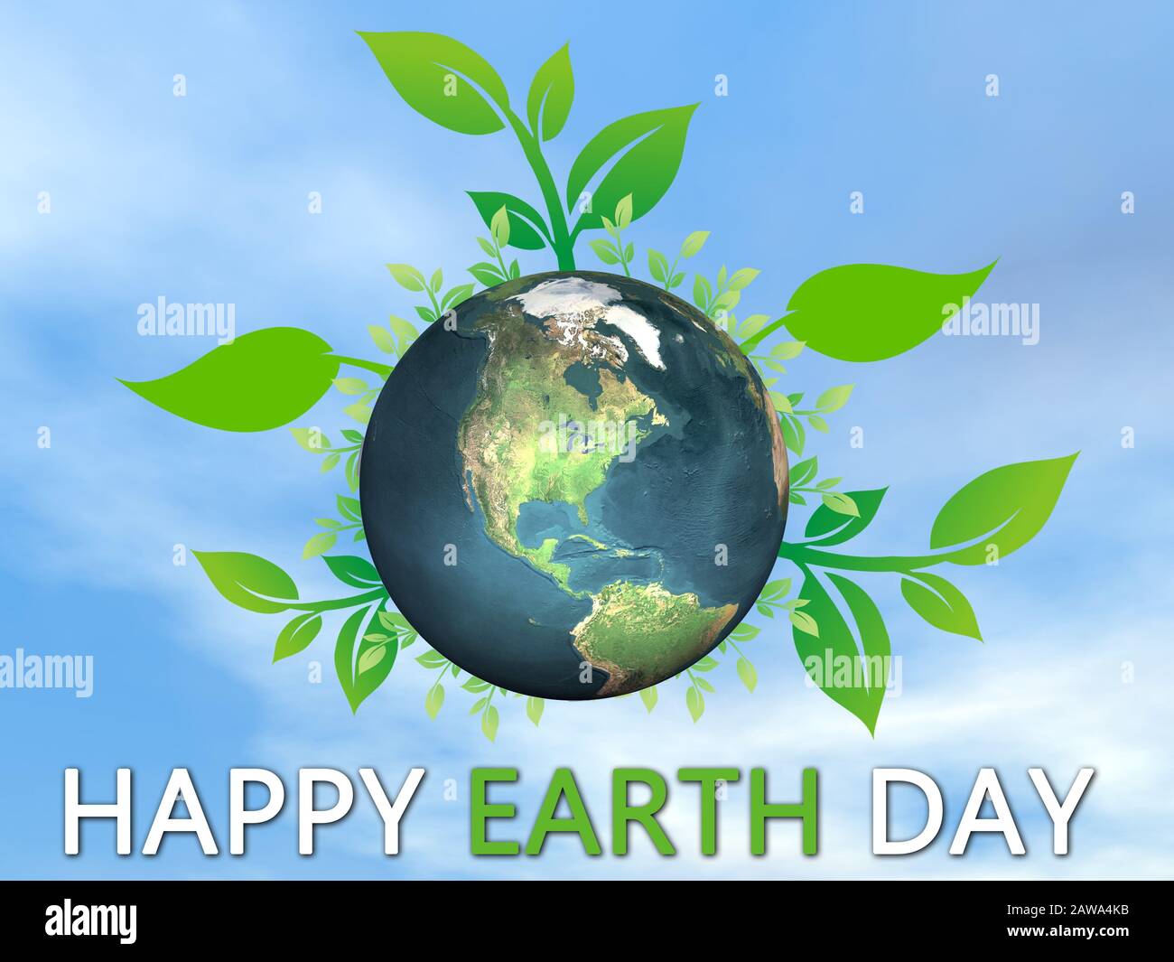 Happy Earth Day to save and protect our planet - 3D render Stock Photo ...