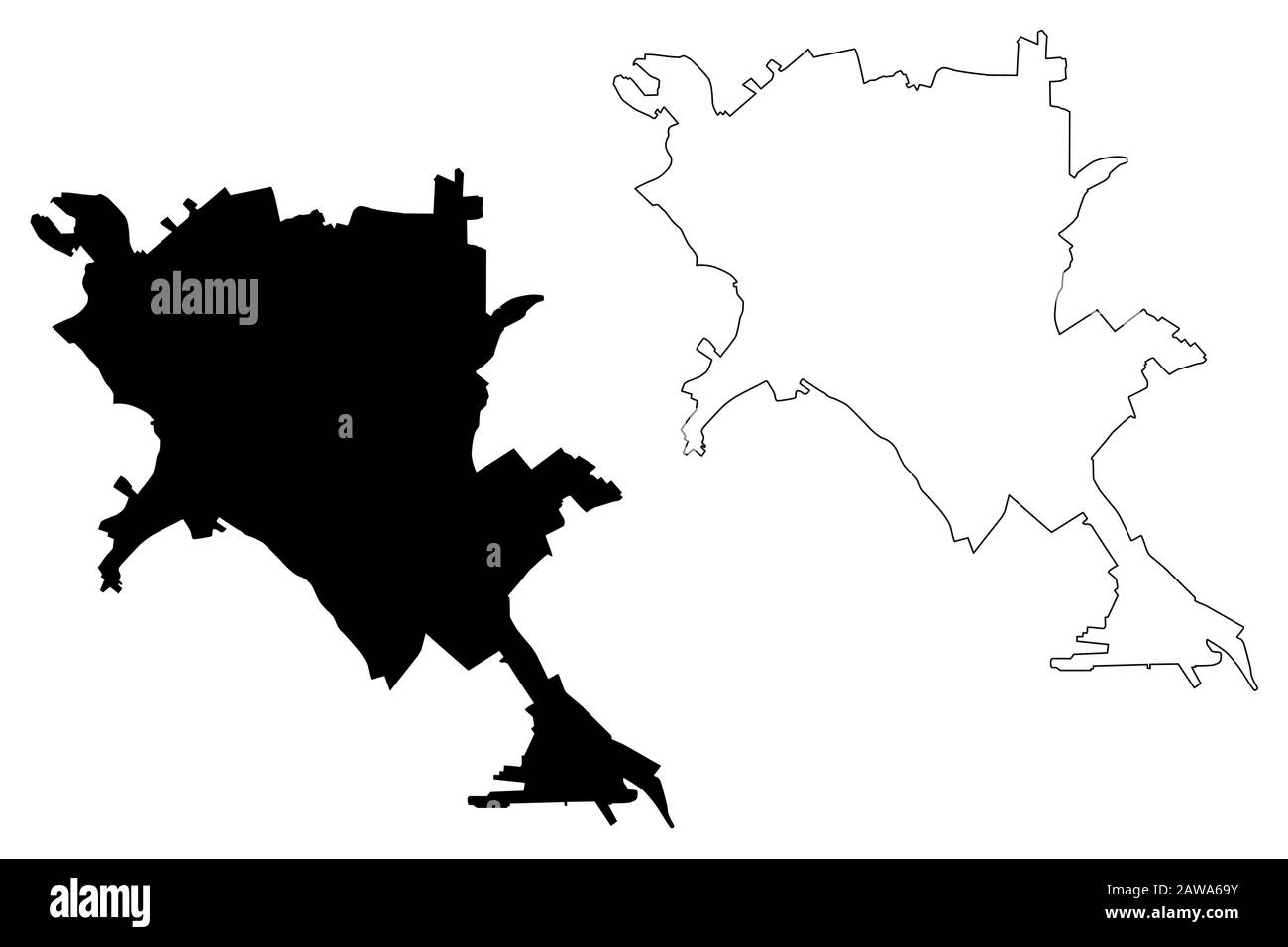 Chisinau City (Republic of Moldova) map vector illustration, scribble ...