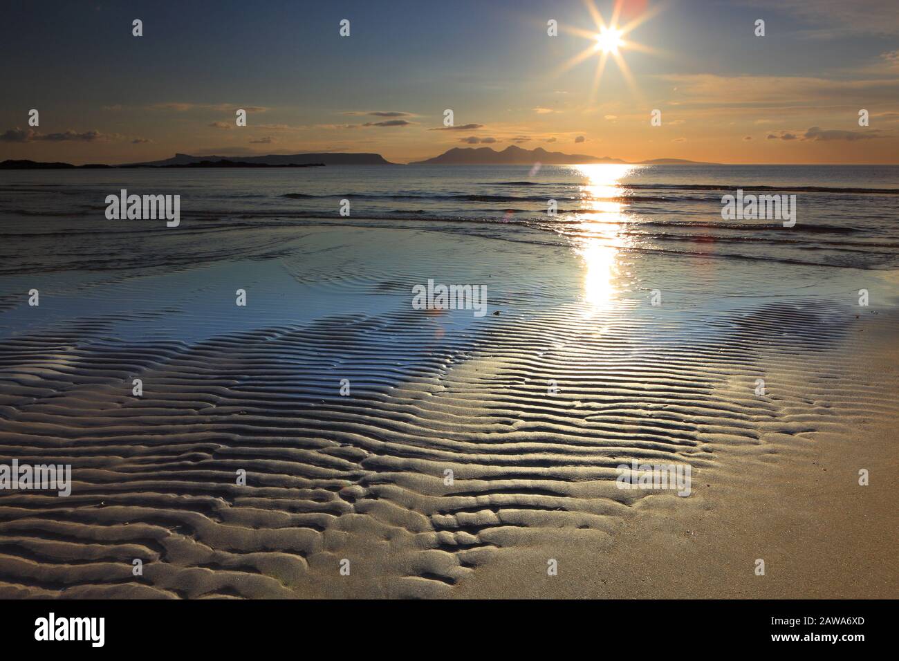 Silversands Beach near Mallaig on a Summer Evening with the Isles of ...