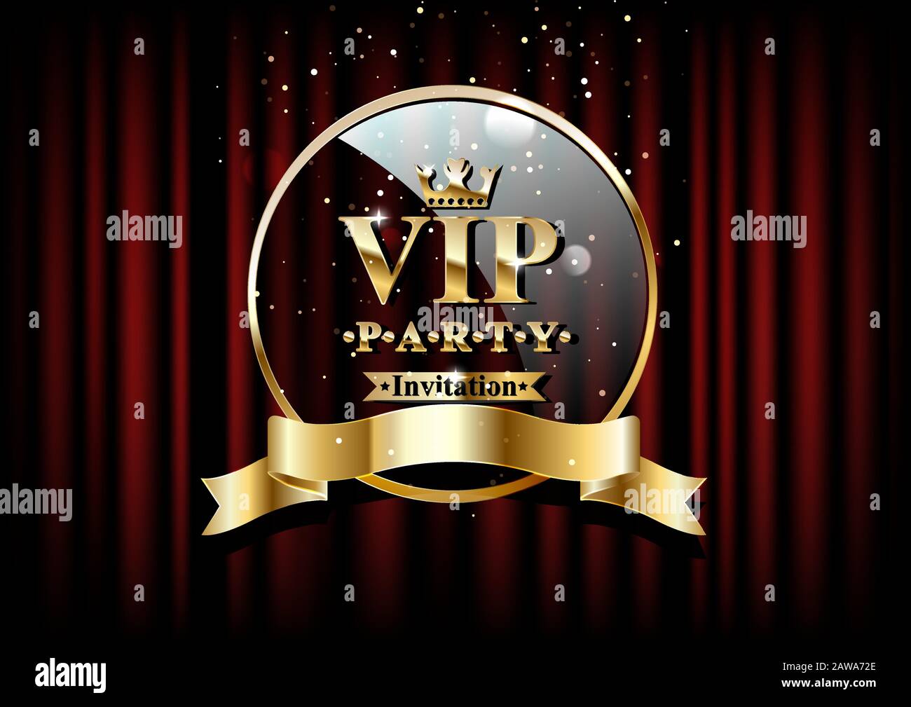 Vip invitation card with red curtains with gold Stock Vector Image ...