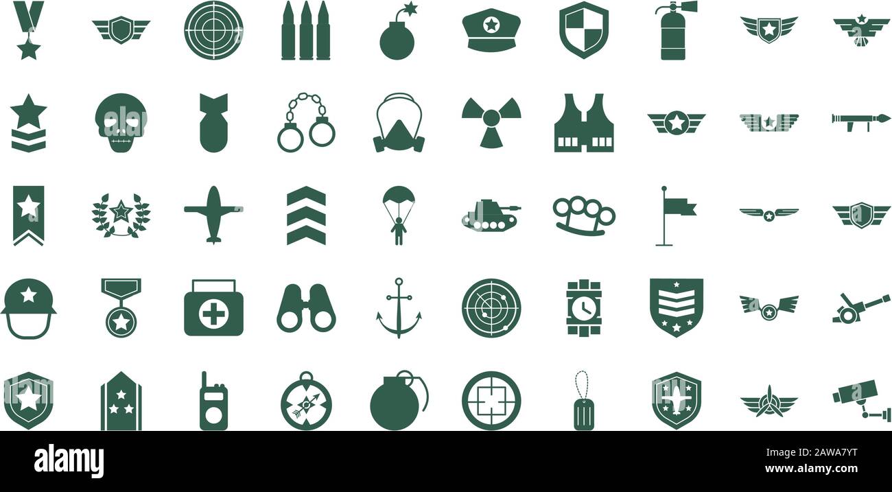 bundle of military set icons Stock Vector Image & Art - Alamy