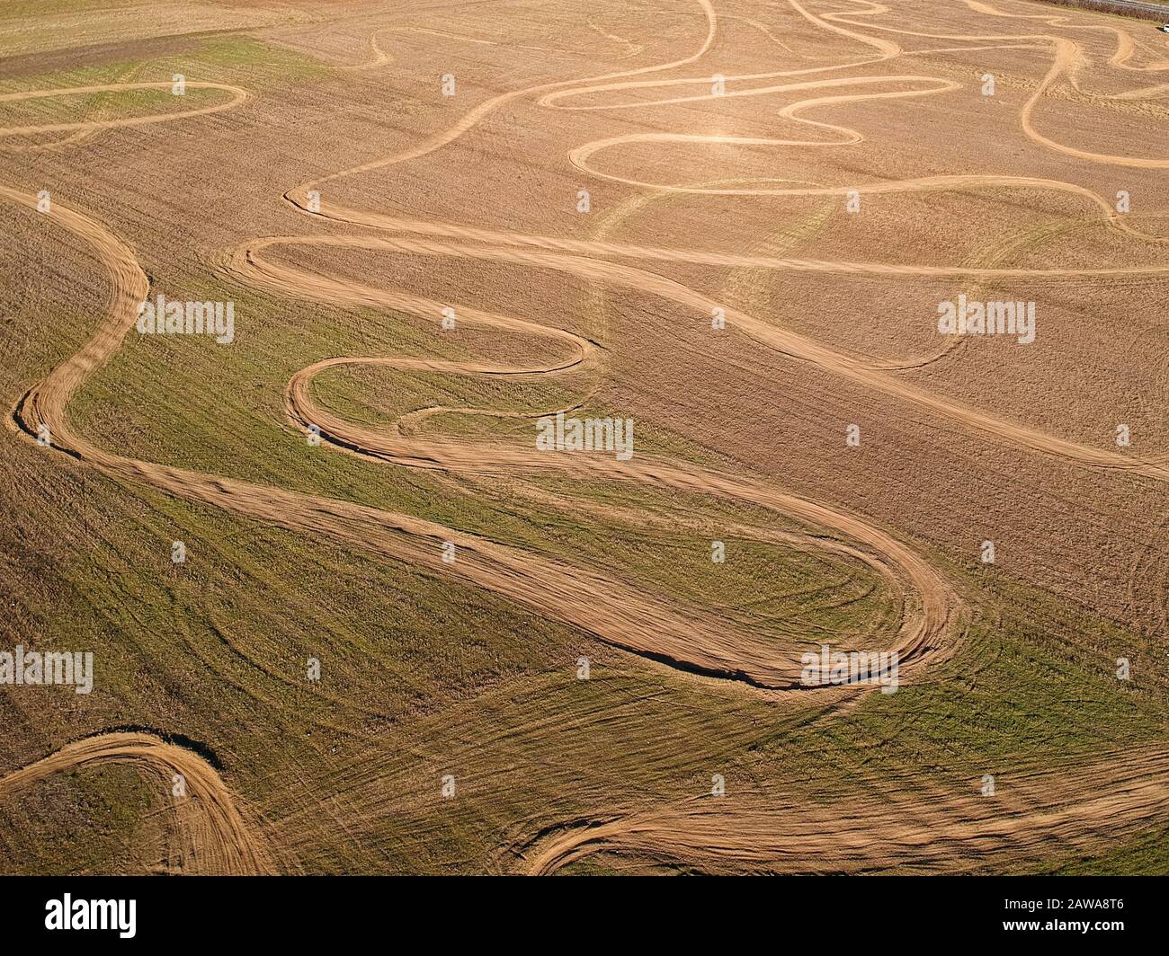 Aerial view of motocross tracks on a filed Stock Photo - Alamy