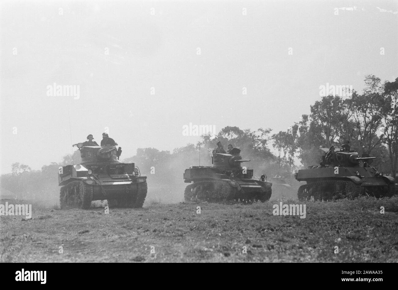 Tank Maneuvers Batavia Maneuvers Squadron Vechtwagens KNIL. Three tanks ...