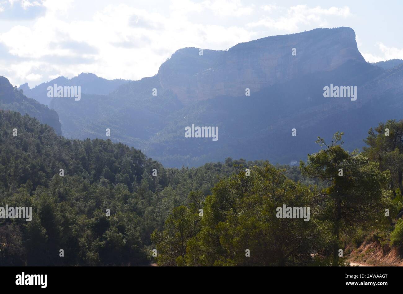 Els Ports natural park, a limestone mountain massif at the border ...