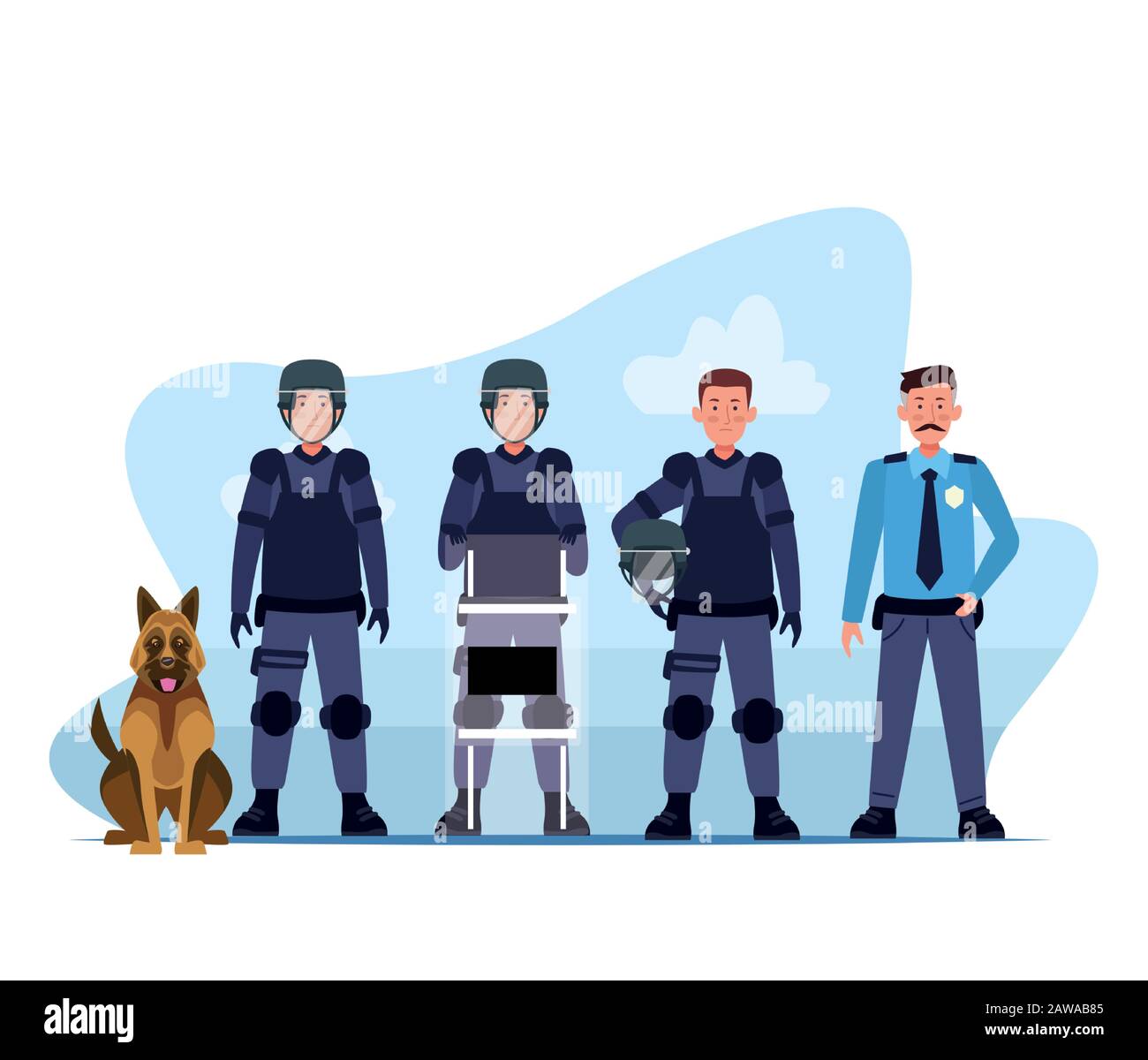 riot police squad and dog characters Stock Vector Image & Art - Alamy