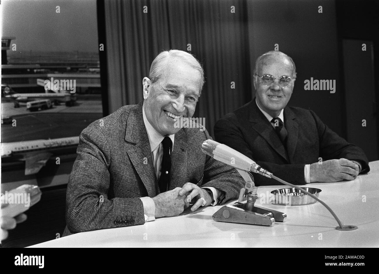 Maurice Chevalier, singer from France, arrives at Schiphol Airport ...