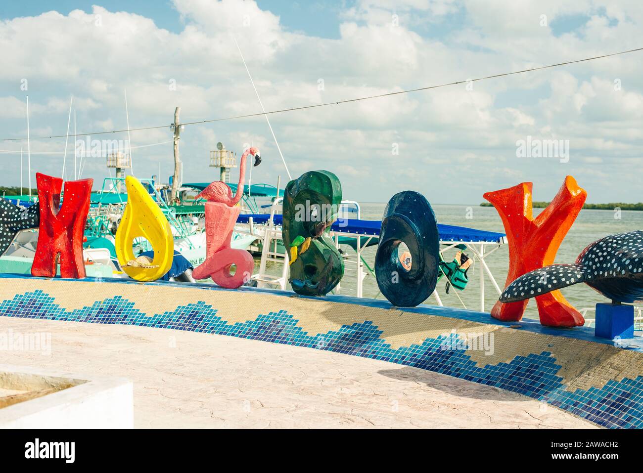 HOLBOX, MEXICO - February 2020 Colored lettering of the Mexican island ...