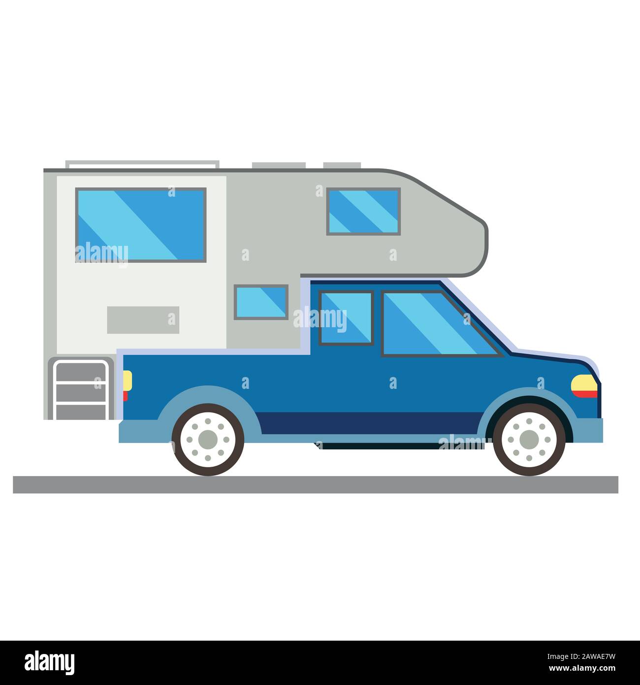 blue trailer camper caravan truck pickup isolated Stock Vector Image ...