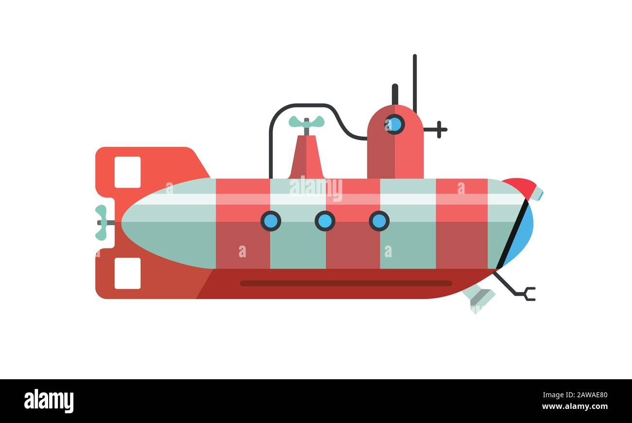 red and white cartoon submarine at the white background Stock Vector ...