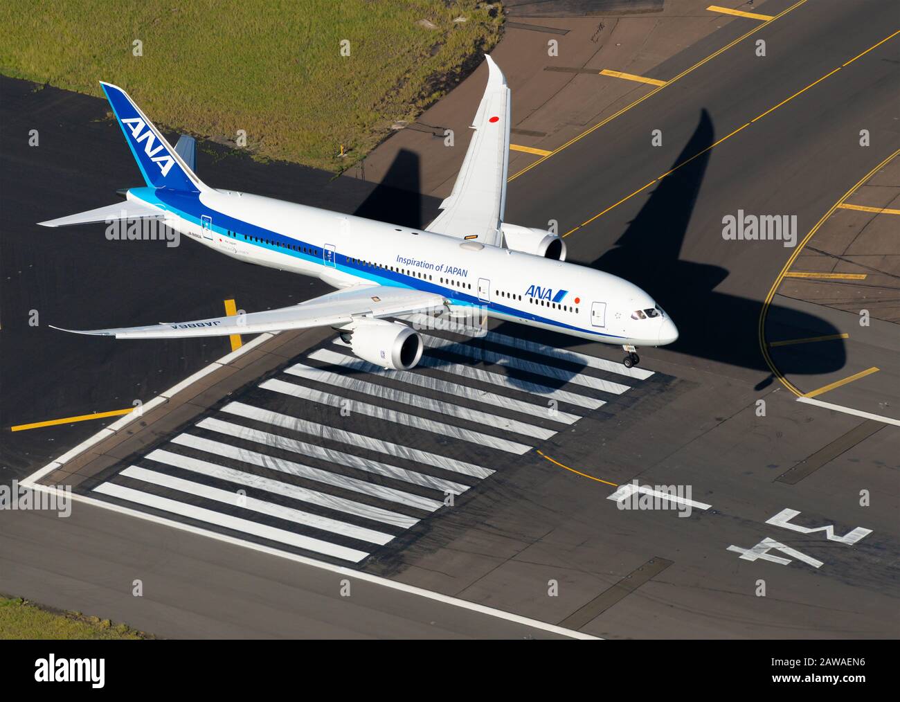 All Nippon Airways (ANA) Boeing 787 Dreamliner aircraft passing over ...