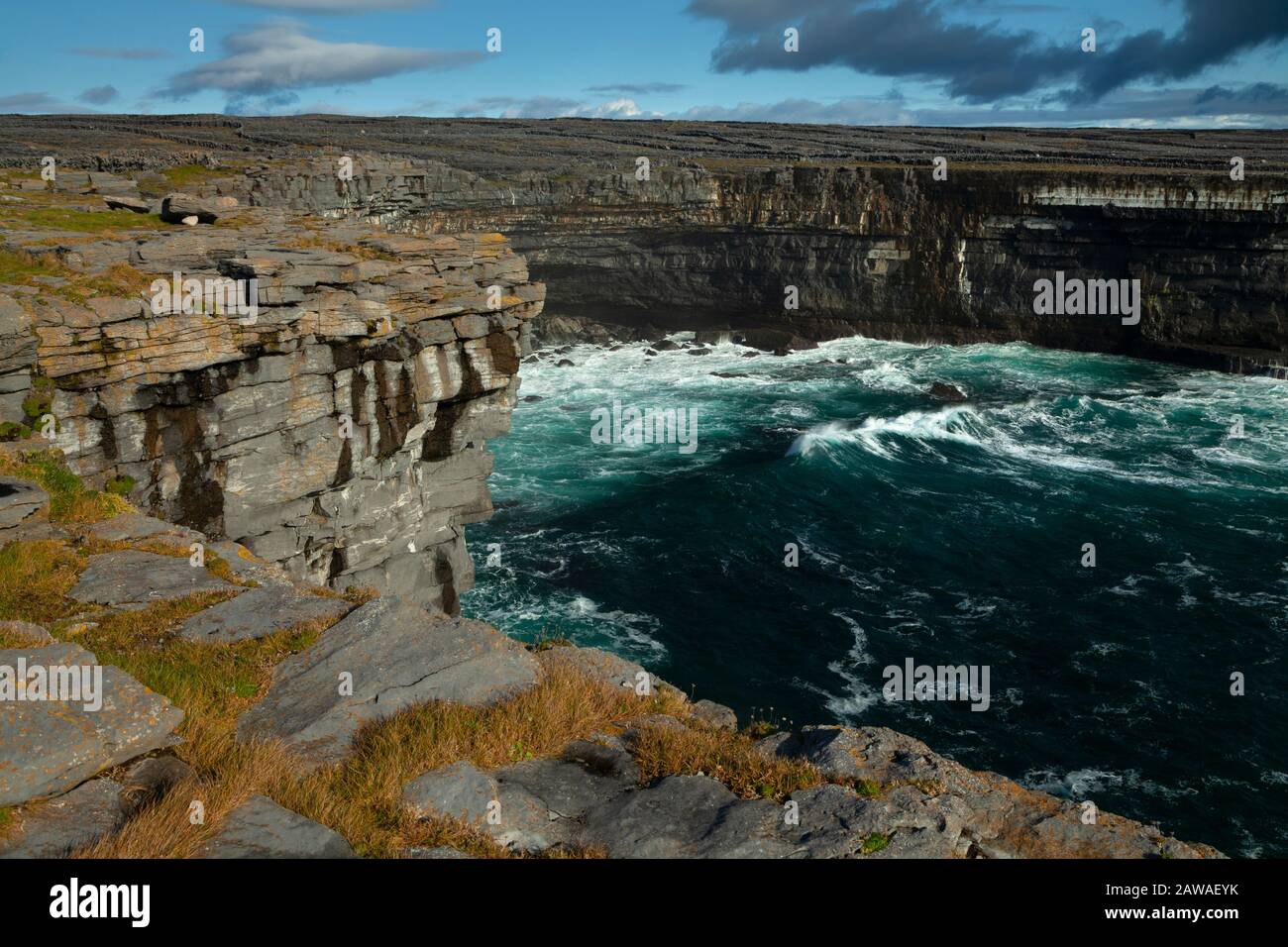 Cliffs on Inishmore island, largest of the Aran islands on the Wild ...