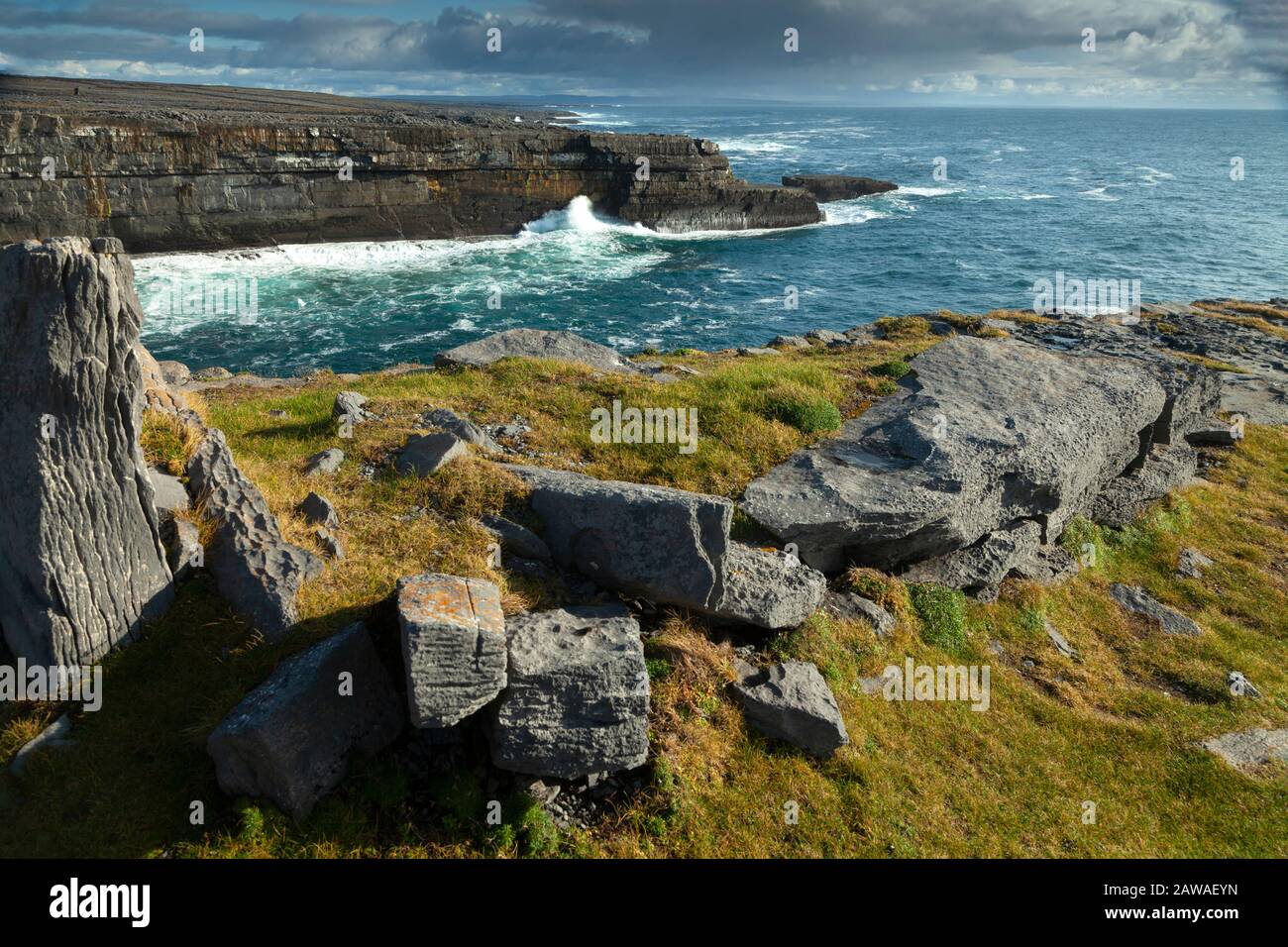 View from the Black fort on Inishmore island, largest of the Aran ...