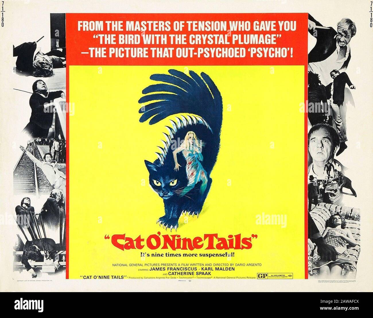 1971 , ITALY : The USA poster advertising for the movie IL GATTO A NOVE ...