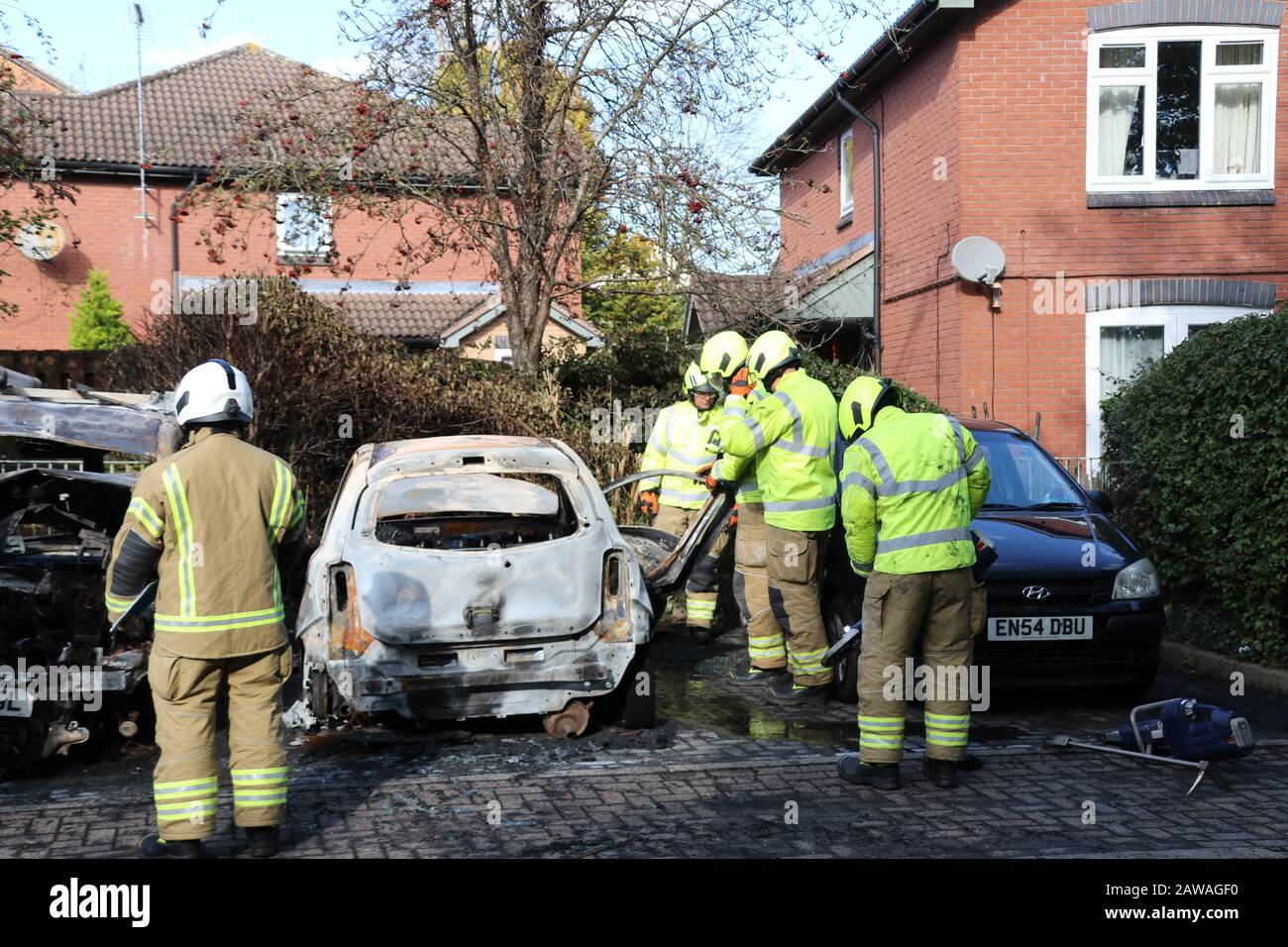Car fire in London Colney Stock Photo - Alamy
