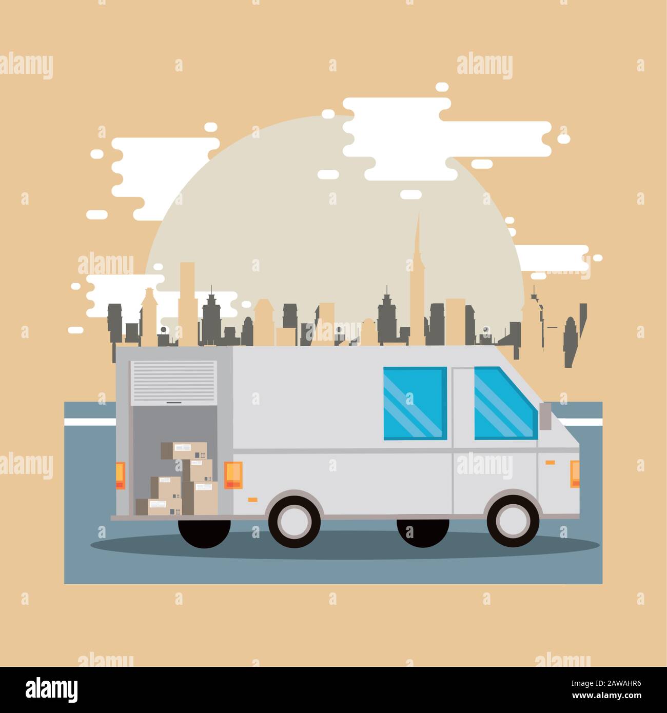 van delivery service on the city scene Stock Vector Image & Art - Alamy