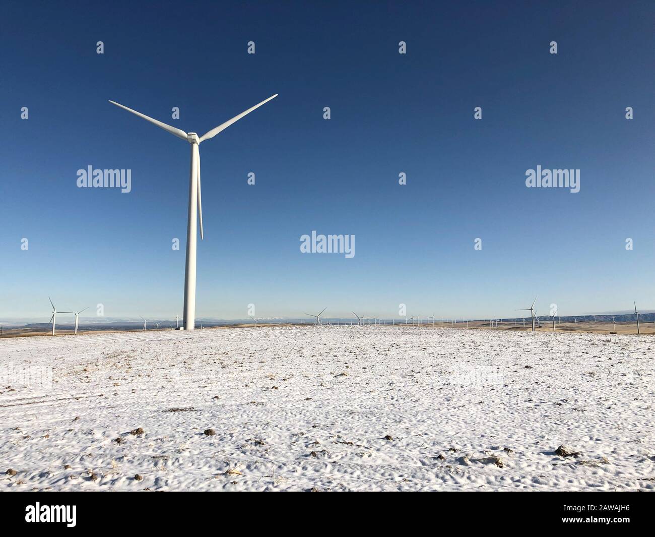 First snow on wind farm Stock Photo - Alamy