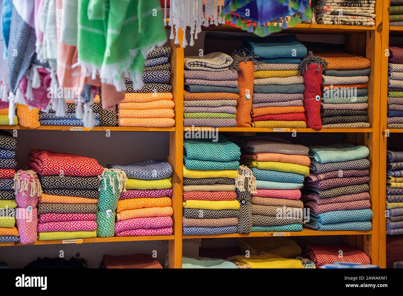 Examples of colorful fabric of various color and type Stock Photo - Alamy
