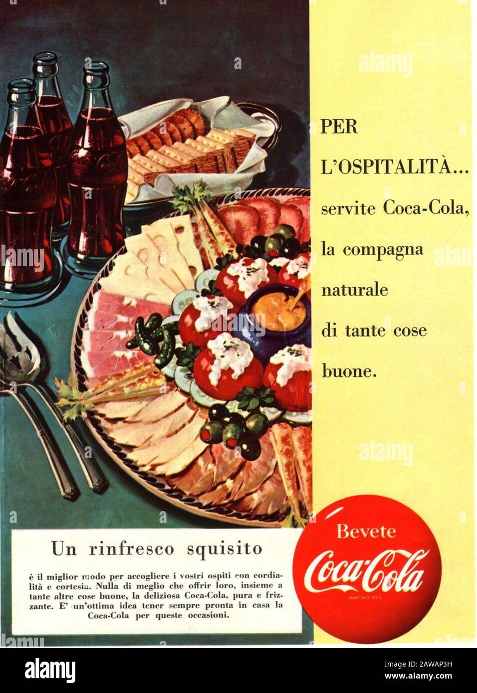 1955 , ITALY : Advertising for the american COCA COLA COMPANY drink in ...
