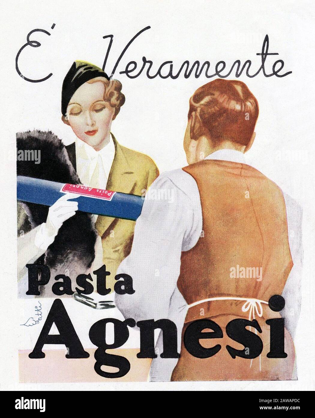 1939 , ITALY : Italian advertisent poster for the PASTA AGNESI ...