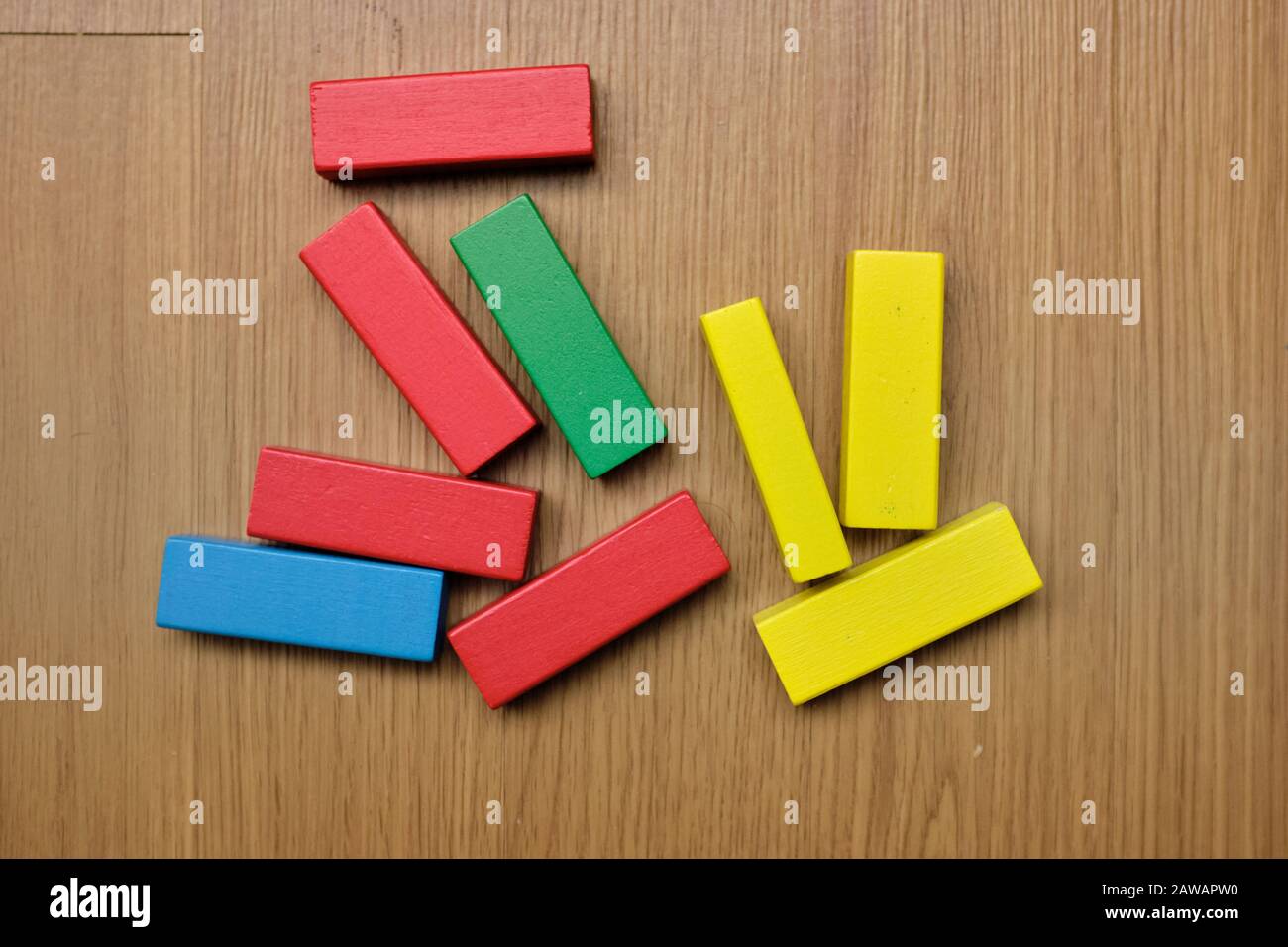 Childs wooden play building blocks hi-res stock photography and images ...