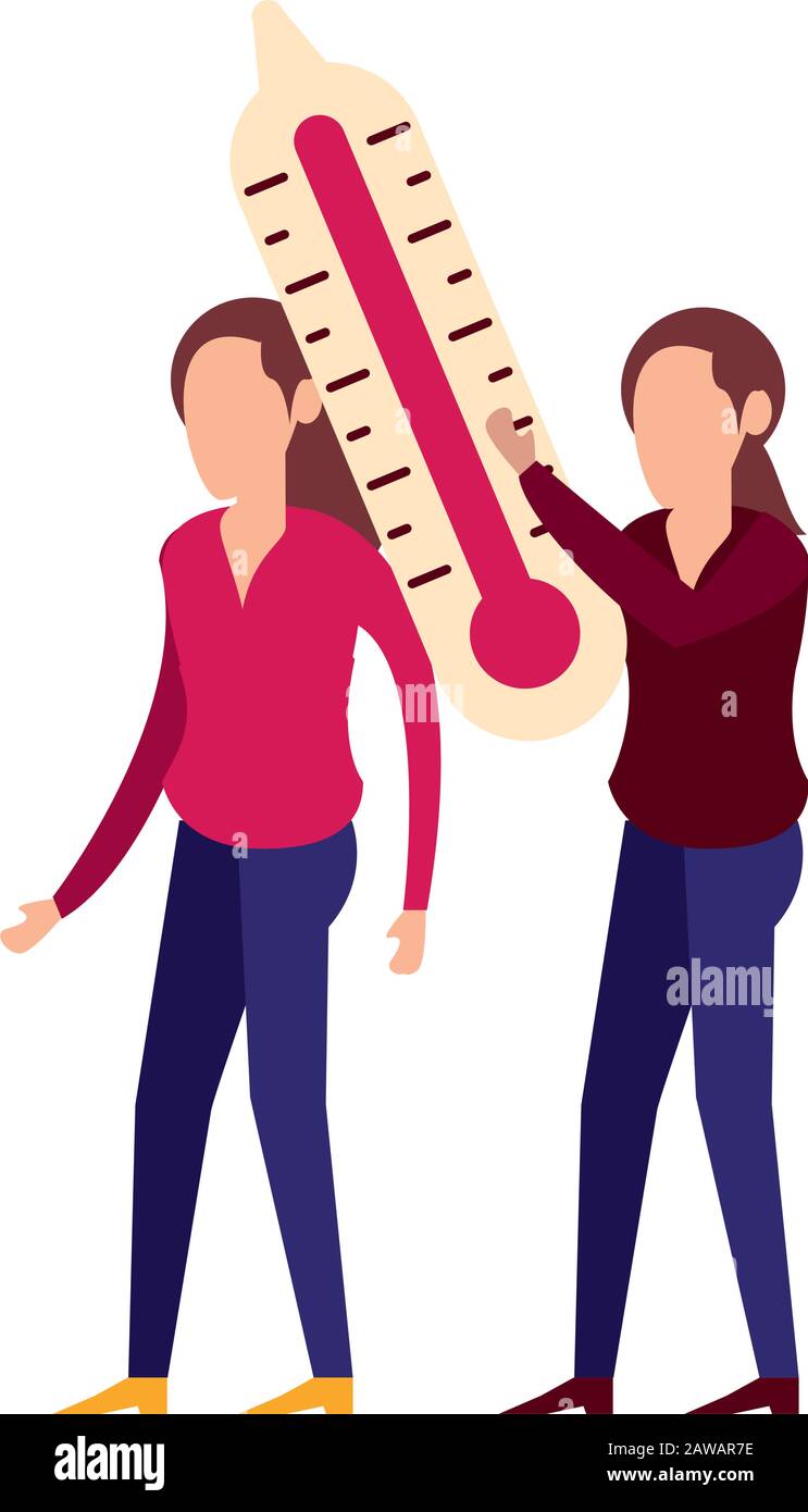 woman lifting thermometer temperature measure Stock Vector Image & Art ...