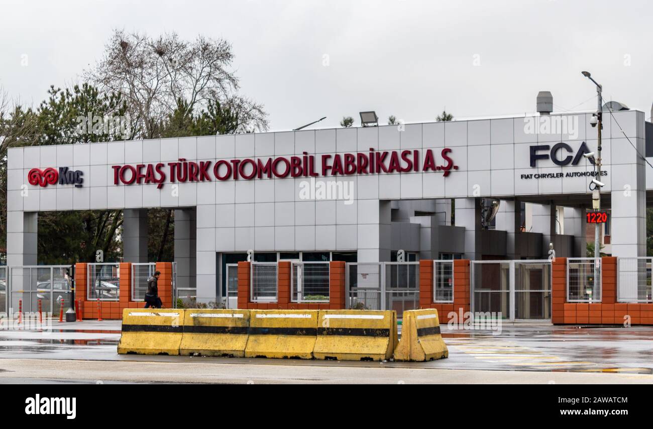 Bursa / Turkey - January 30 2020: Fiat / Tofas Automobile factory main ...