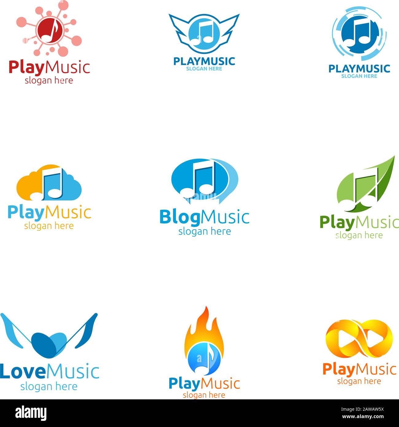 Abstract Music Logo with Note and Play Concept Stock Vector Image & Art ...