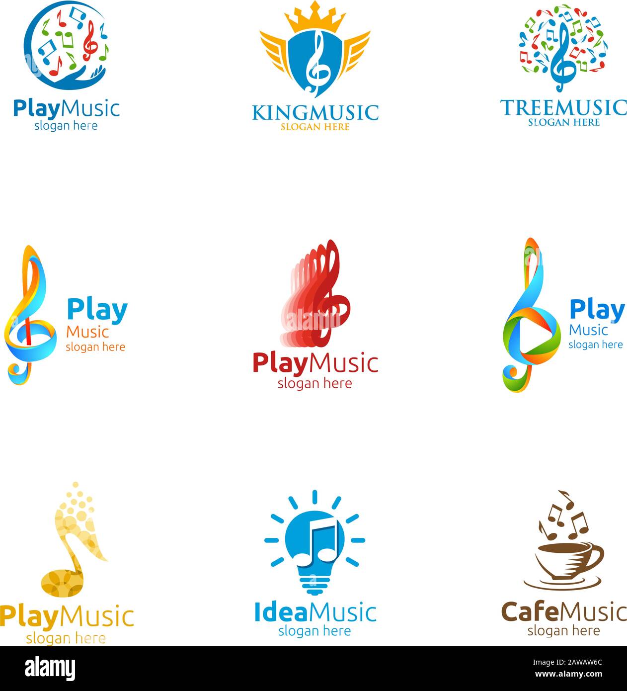 Abstract Music Logo with Note and Play Concept Stock Vector Image & Art ...