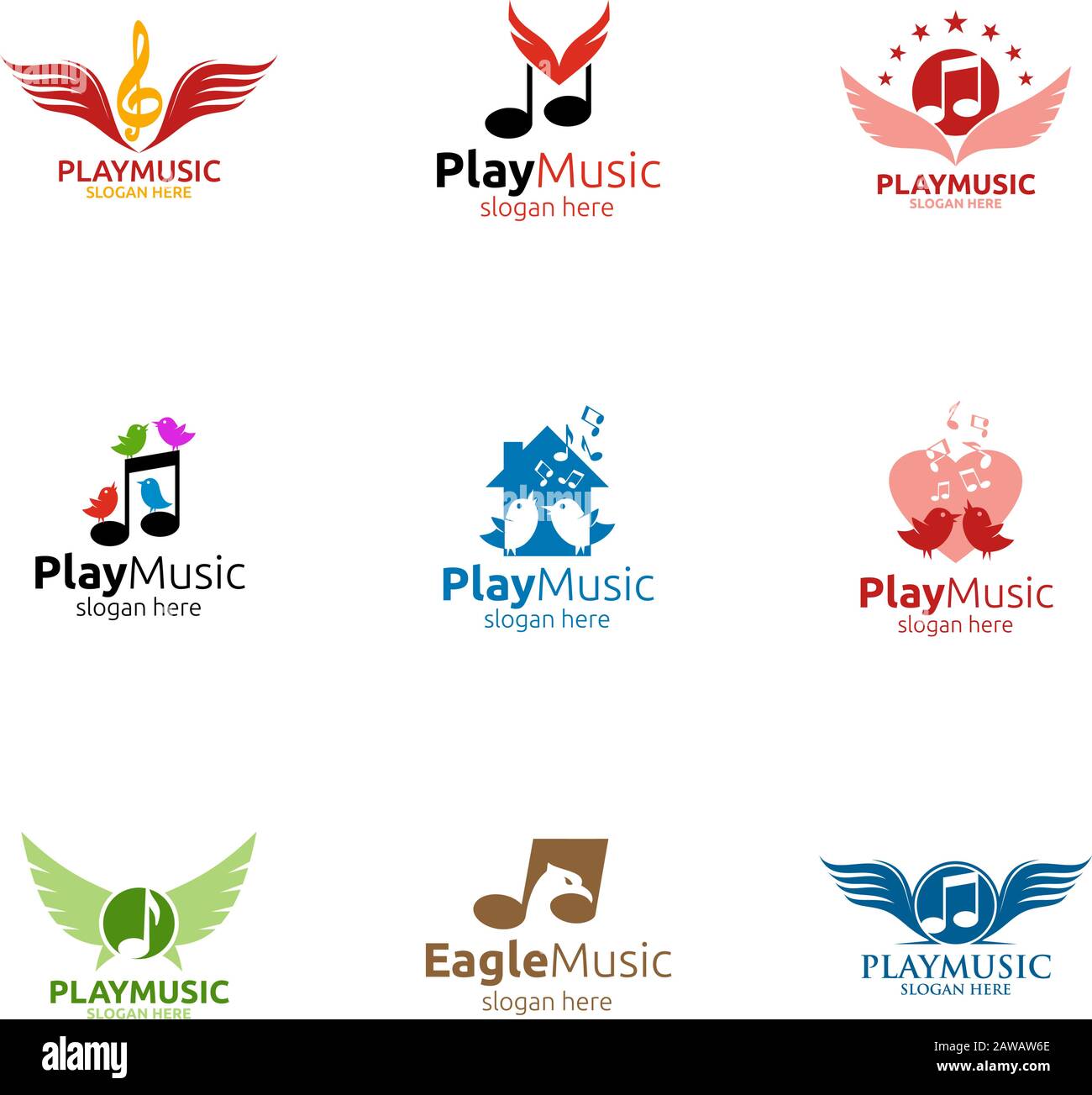 Abstract Music Logo with Note and Play Concept Stock Vector Image & Art ...