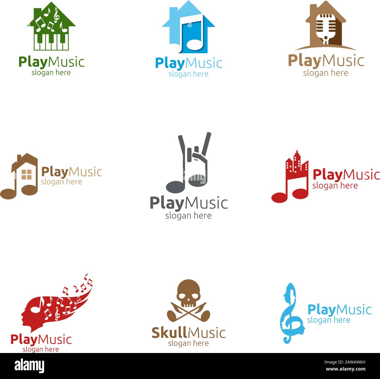 Abstract Music Logo with Note and Play Concept Stock Vector Image & Art ...