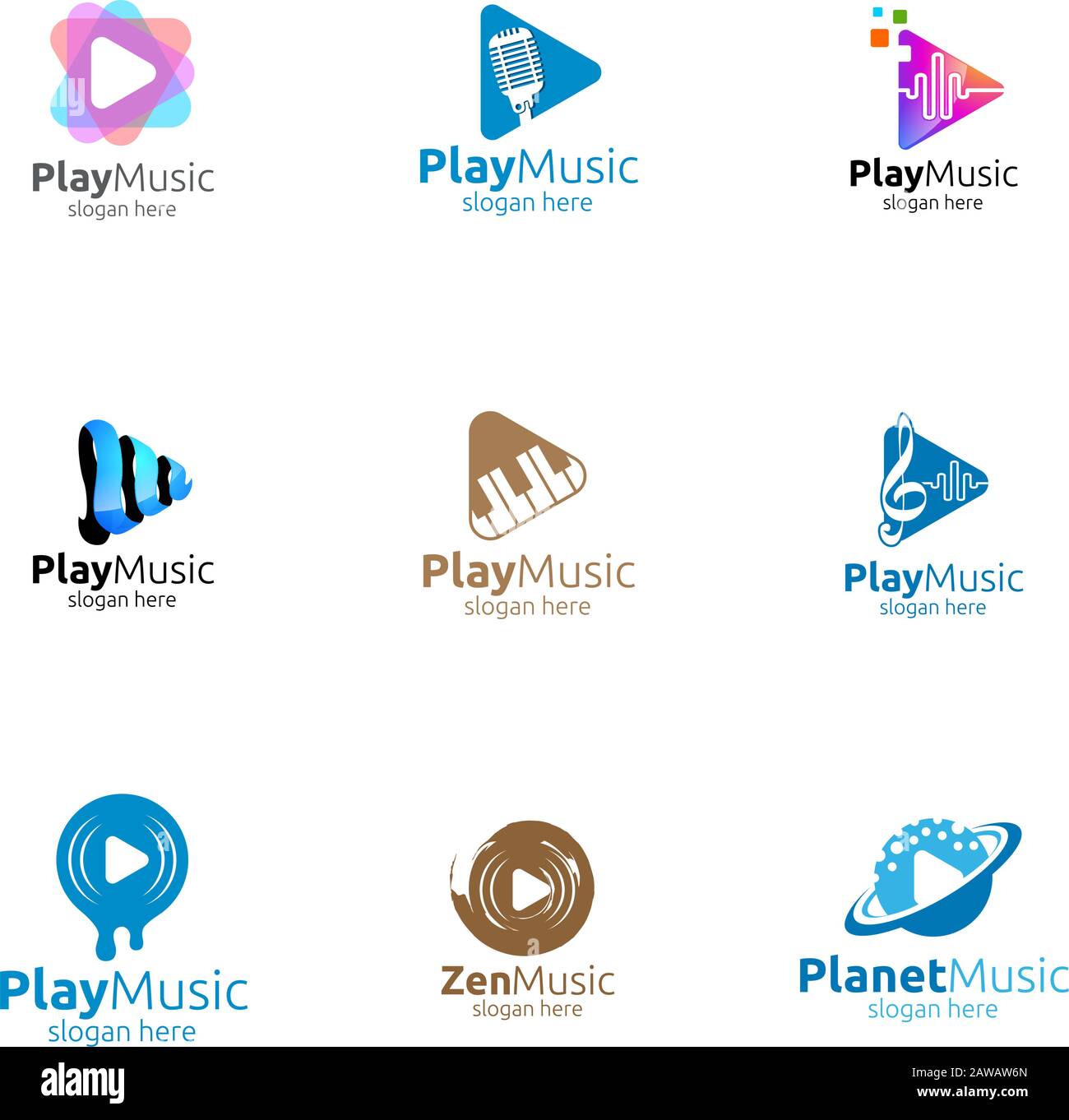 Abstract Music Logo with Note and Play Concept Stock Vector Image & Art ...