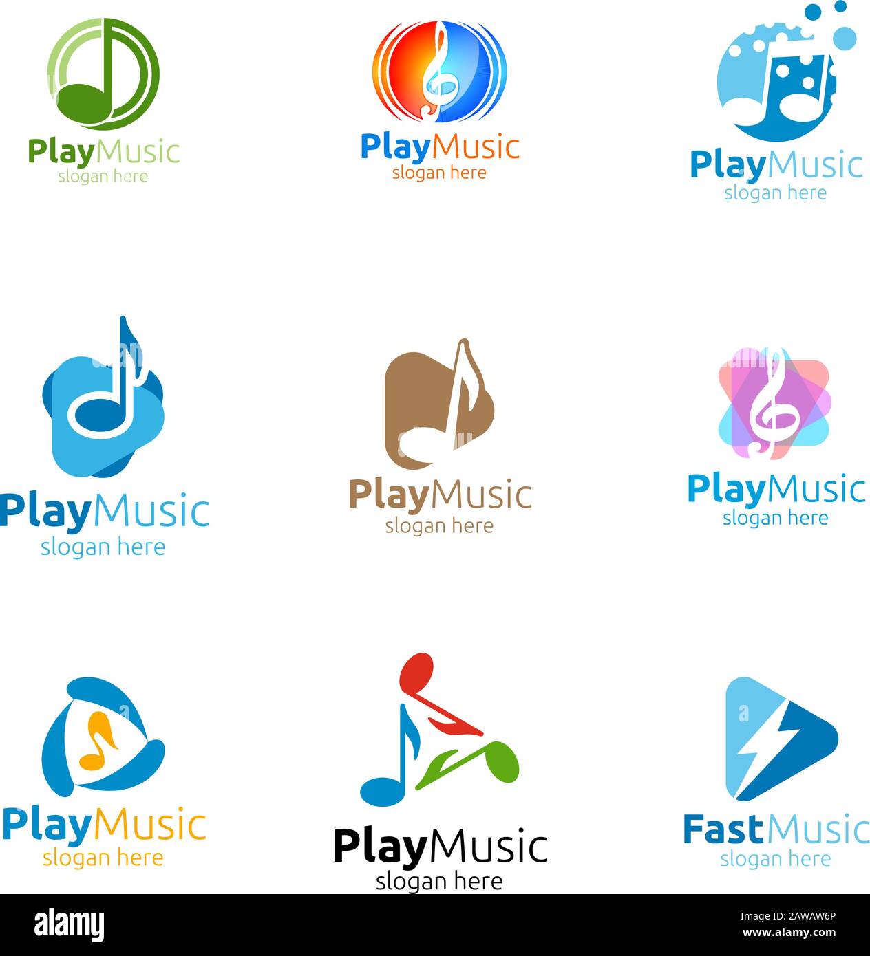 Abstract Music Logo with Note and Play Concept Stock Vector Image & Art ...