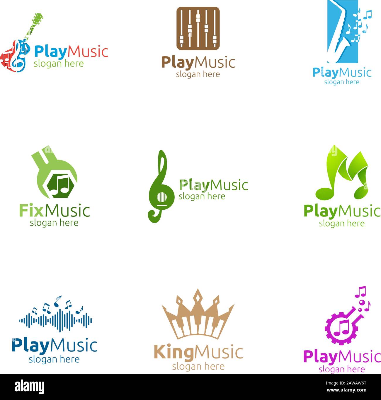 Abstract Music Logo with Note and Play Concept Stock Vector Image & Art ...