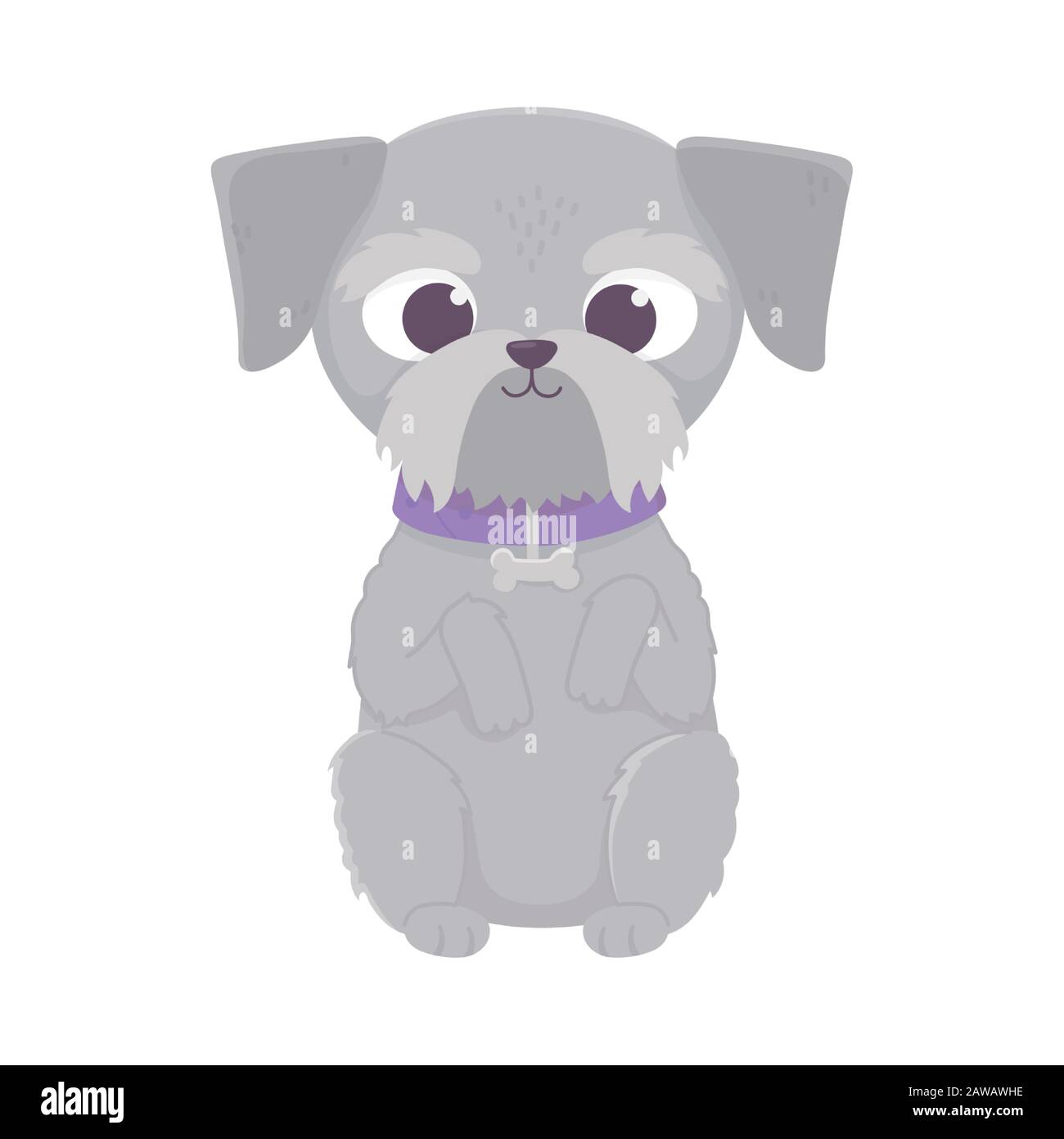 cute dog sitting domestic cartoon animal, pets vector illustration ...