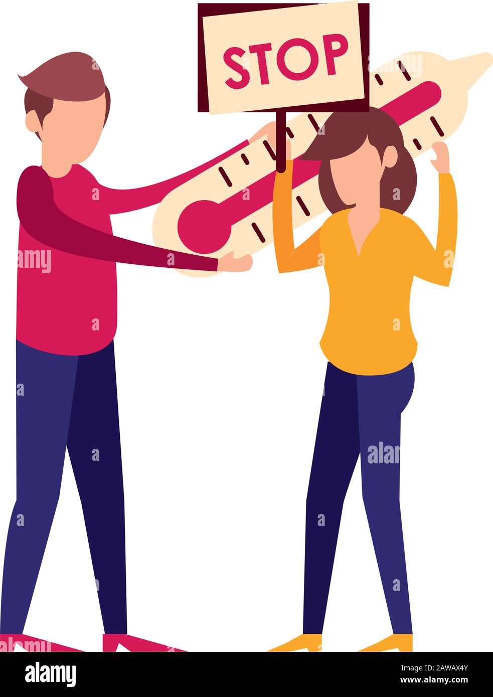 couple lifting thermometer and protest label Stock Vector Image & Art ...