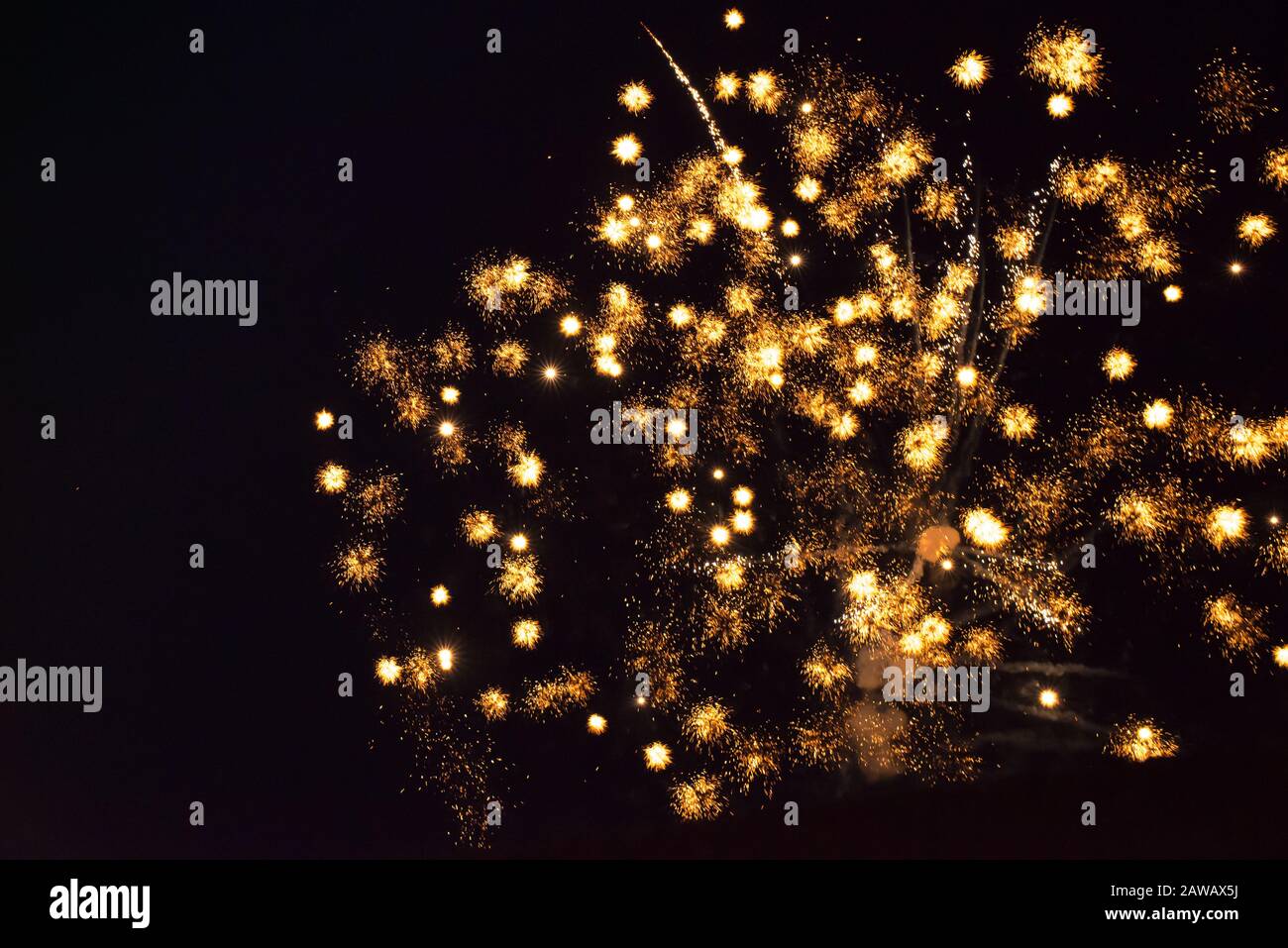 Bright festive colors and flashes of fireworks on the black sky Stock ...