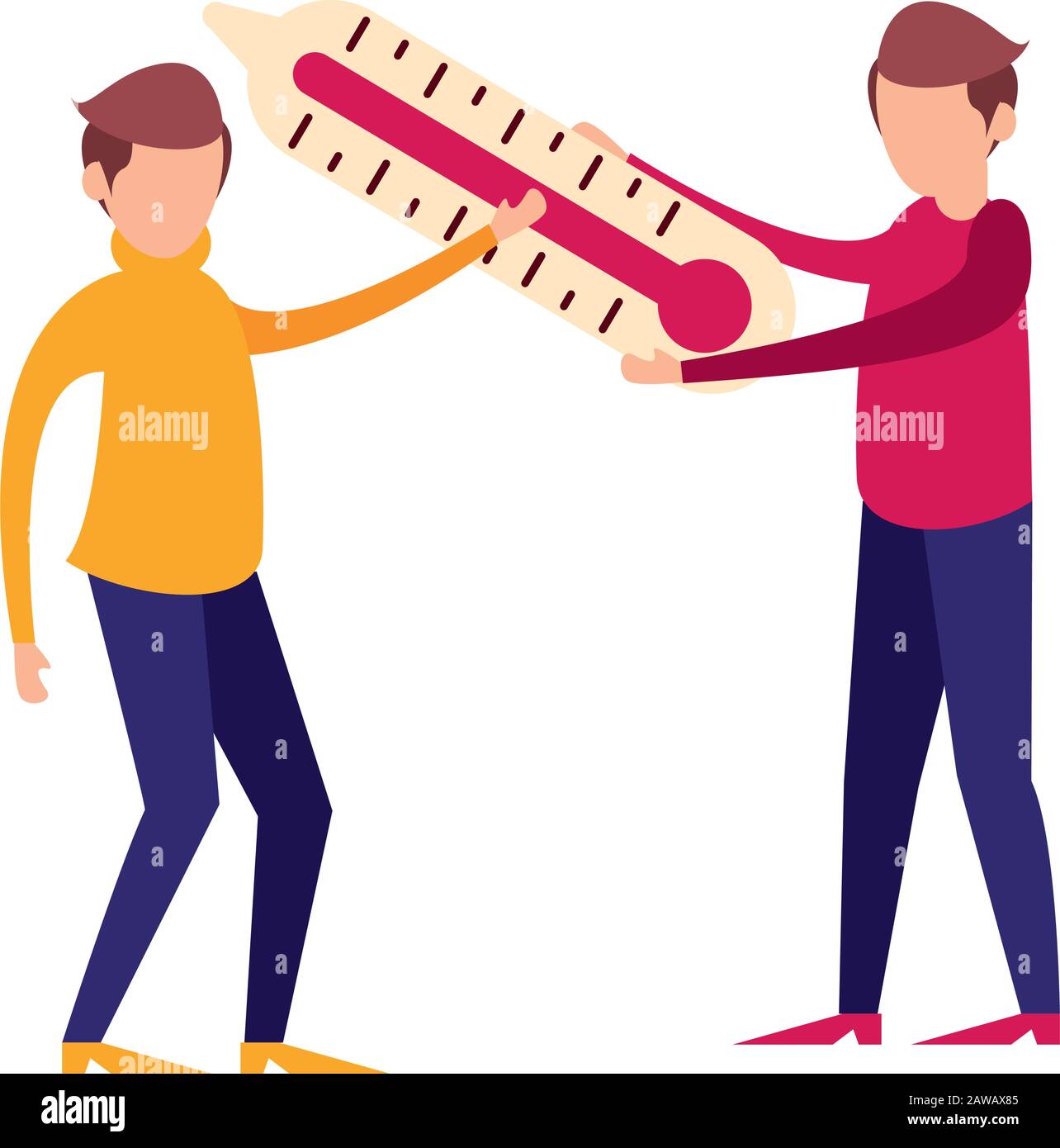 group of men lifting thermometer characters Stock Vector Image & Art ...