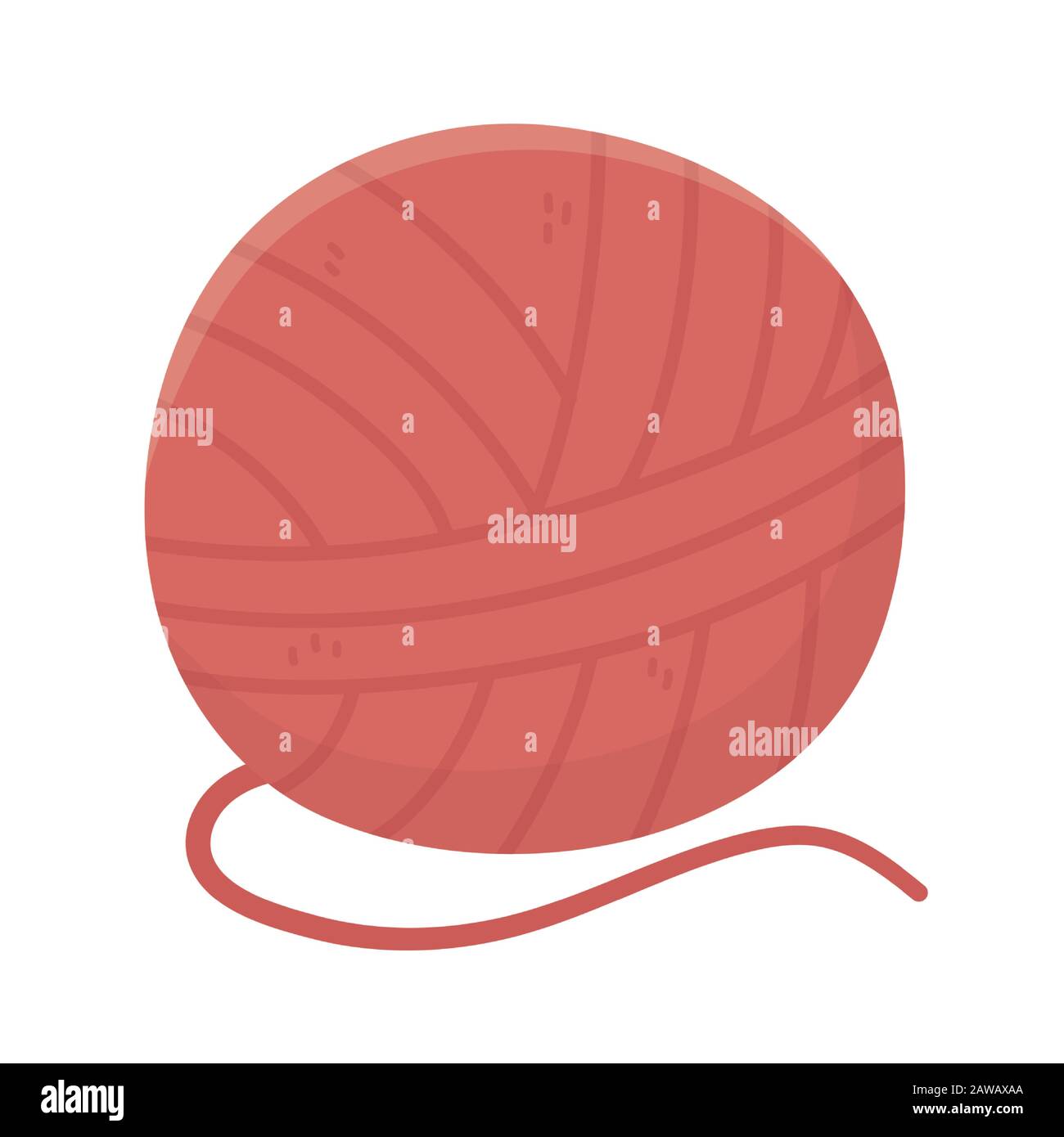 red wool ball for knitting on white background vector illustration ...