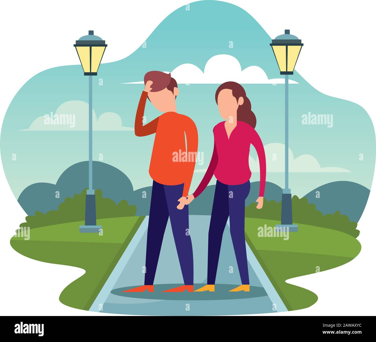 friends couple in the camp avatars characters Stock Vector Image & Art ...