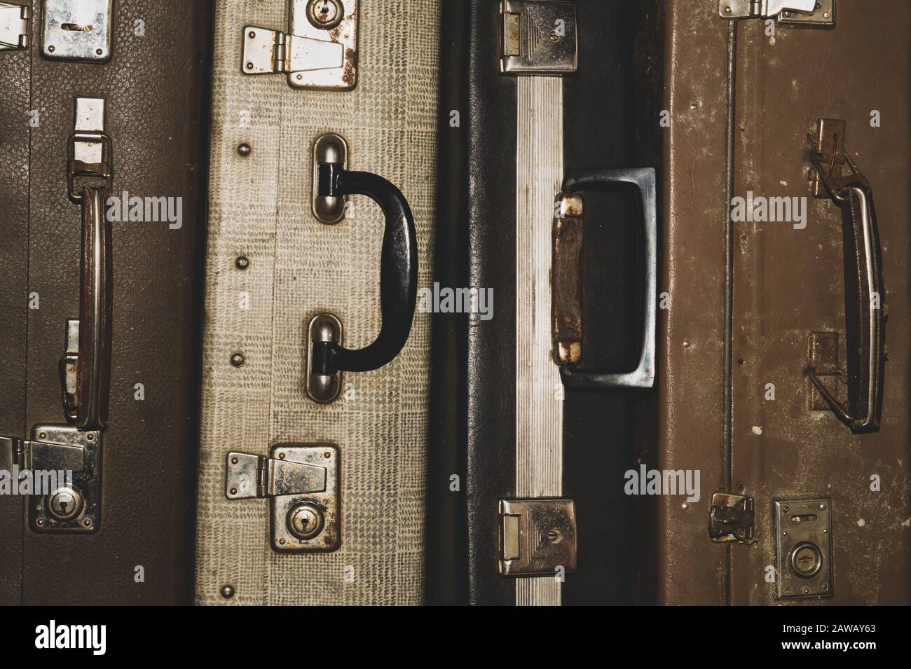 Retro suitcases. old luggage. vintage baggage. retro case background ...