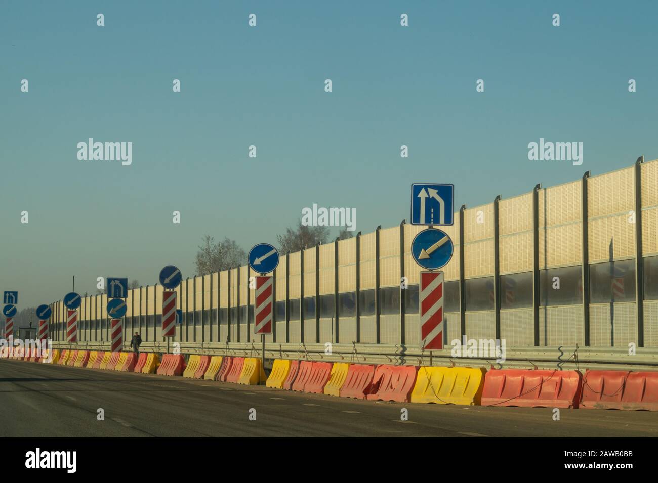 Highway. roadway background. way with road sign Stock Photo - Alamy