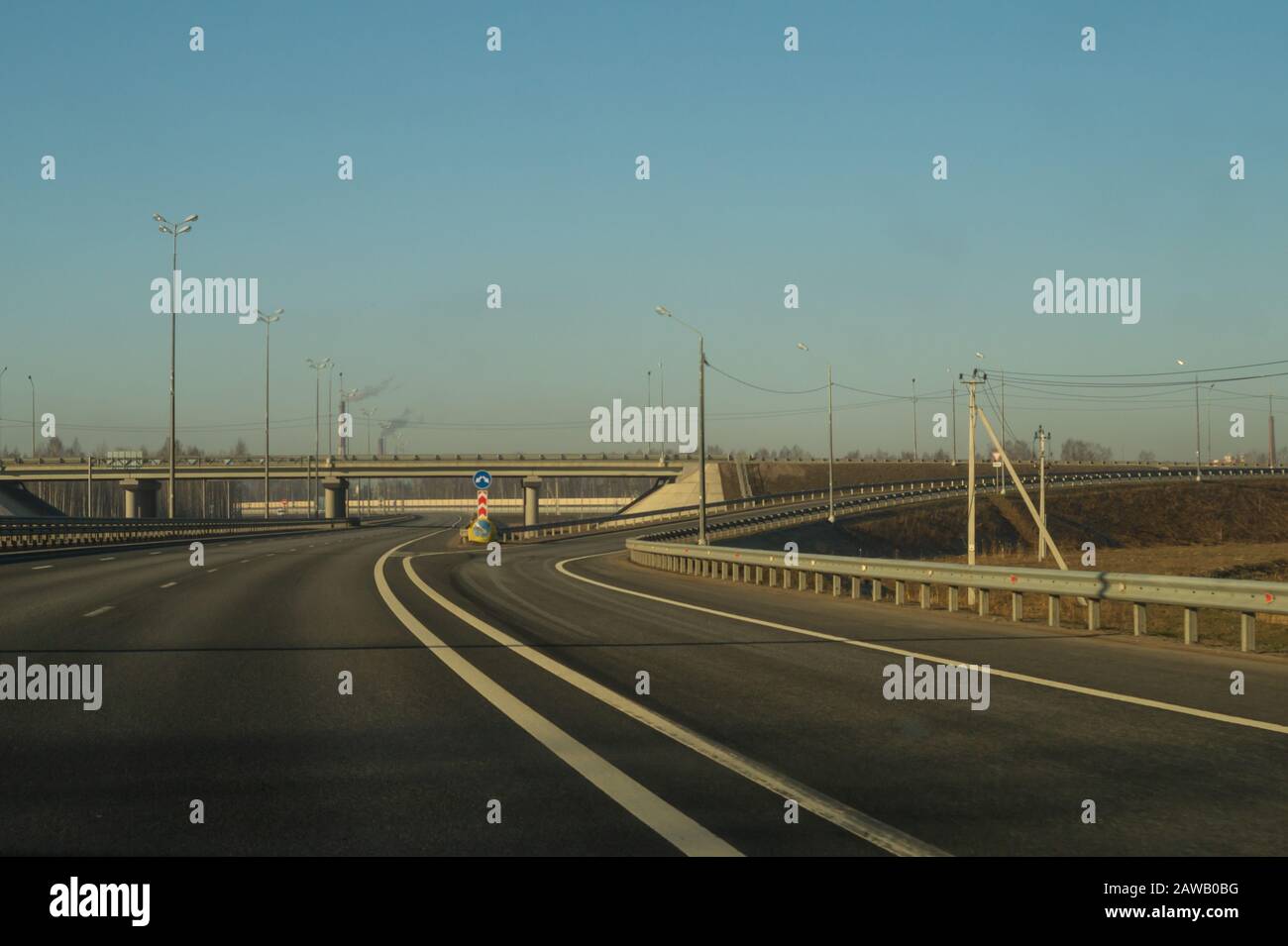 Wide highway. long roadway background. road going into the distance ...