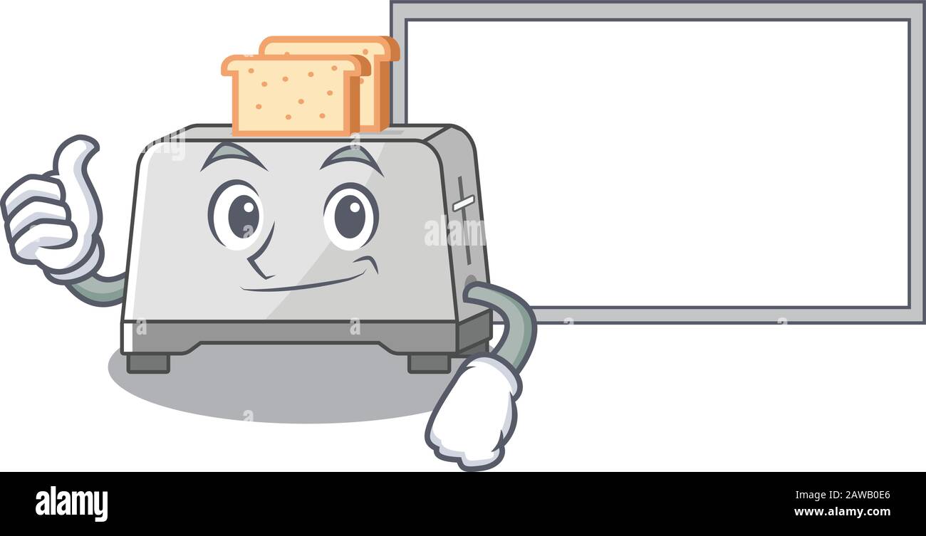 Thumbs up of bread toaster cartoon design having a board Stock Vector ...