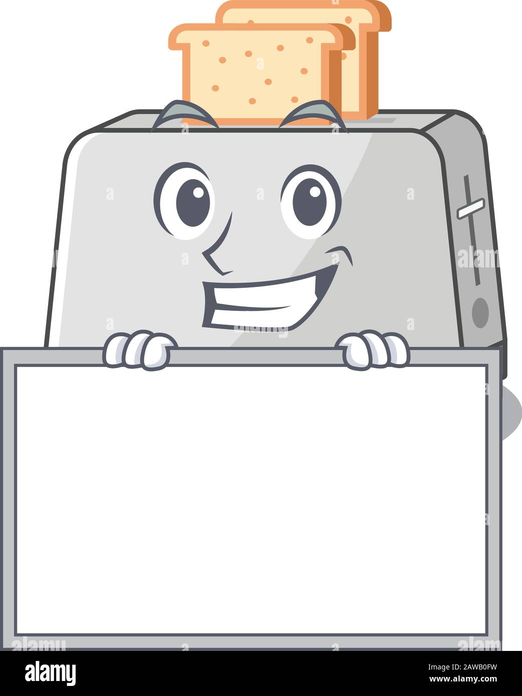 Bread toaster cartoon design concept grinning with board Stock Vector ...