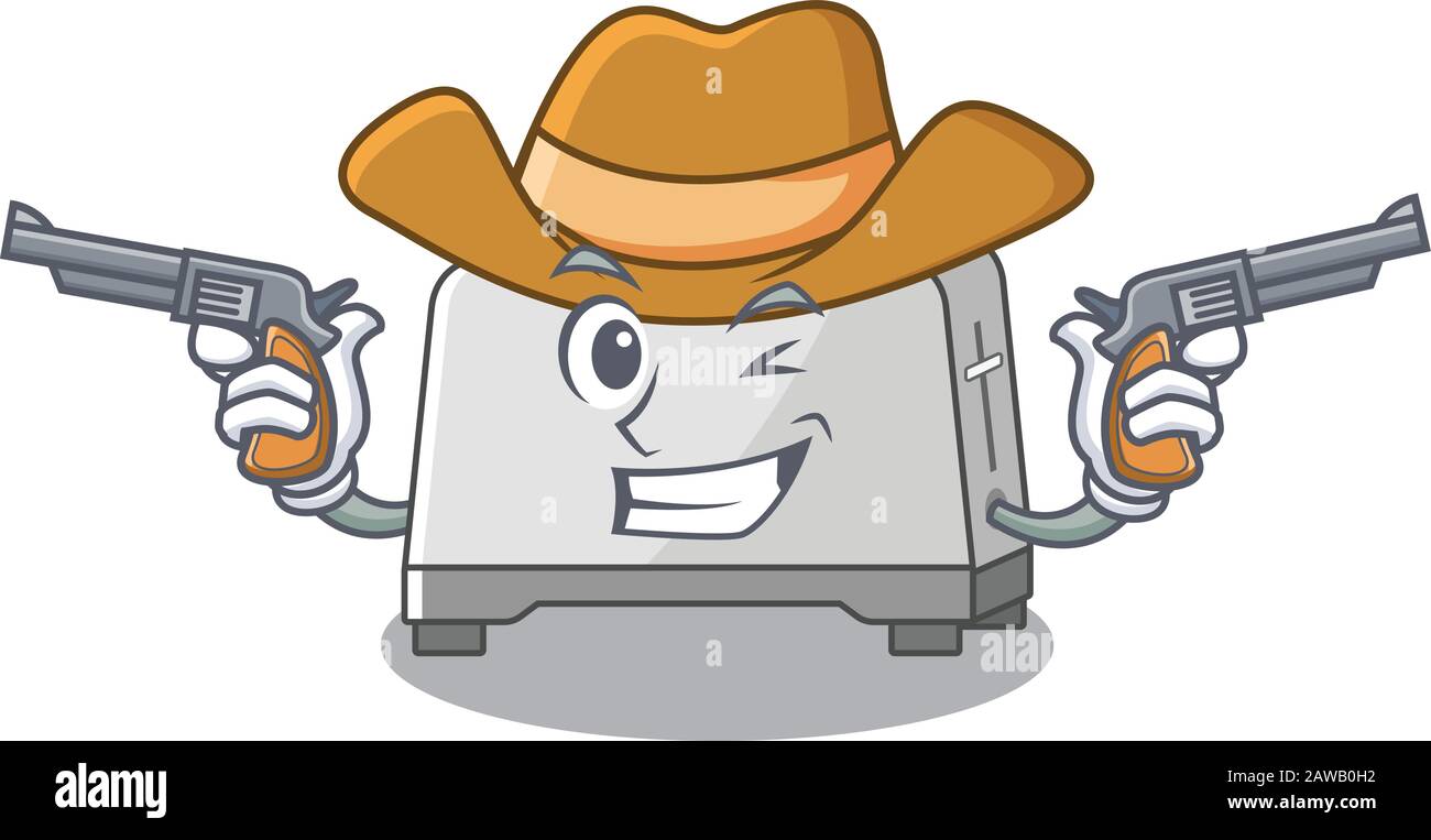 Bread toaster Cowboy cartoon concept having guns Stock Vector Image ...