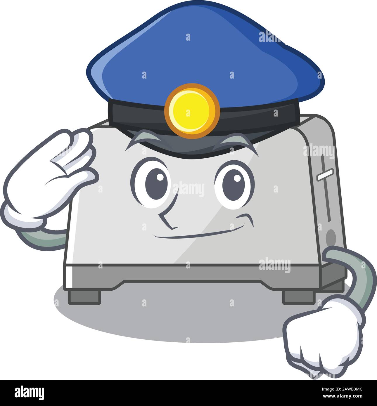 A manly bread toaster Cartoon concept working as a Police officer Stock ...