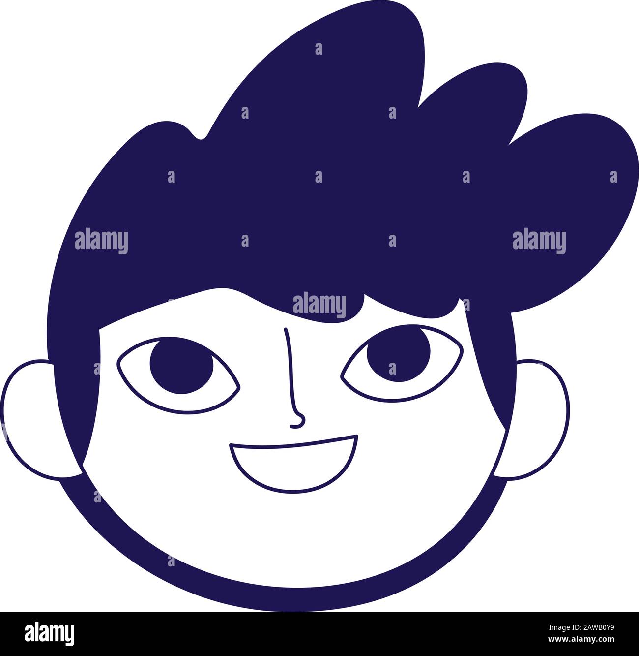 young man face cartoon character portrait icon vector illustration ...
