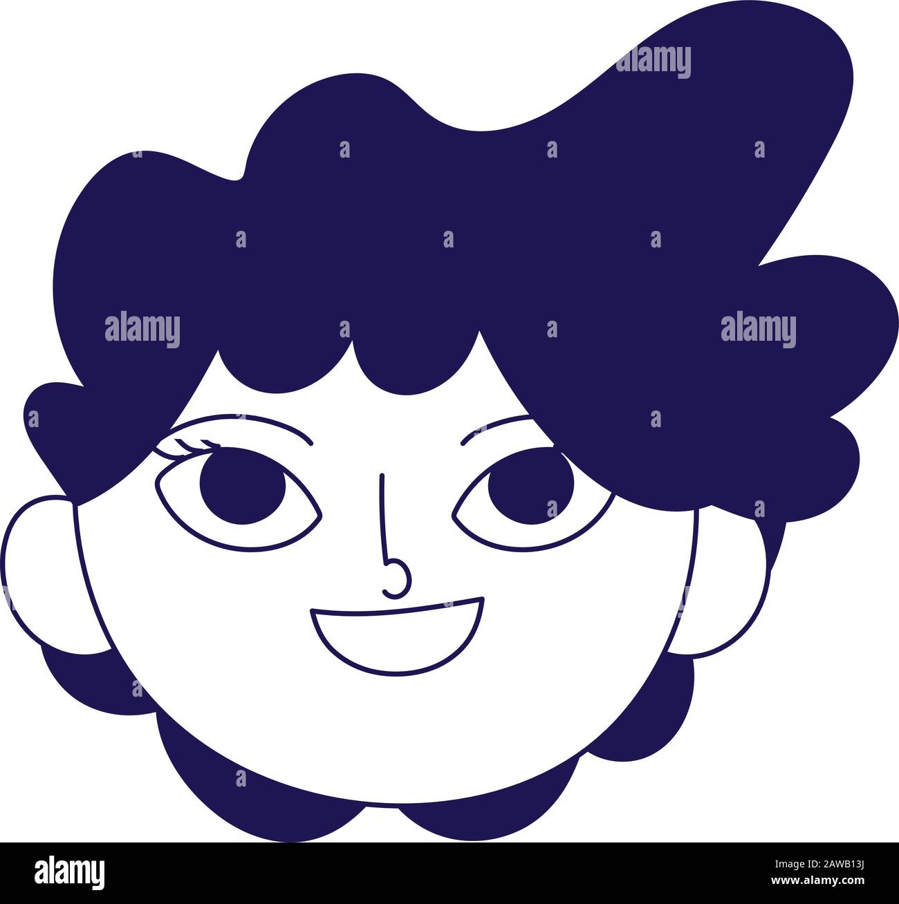 young man face cartoon character portrait icon vector illustration ...